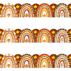 72 feet boho style die-cut autumn leaves acorns pumpkin border fall classroom decoration