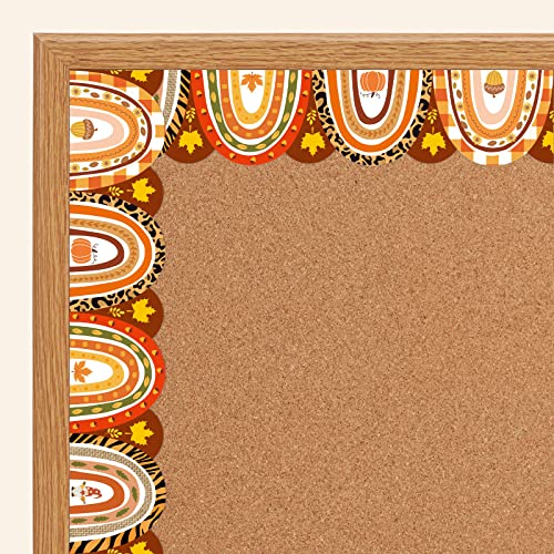 72 Feet Boho Style Die-Cut Autumn Leaves Acorns Pumpkin Border Fall Classroom Decoration