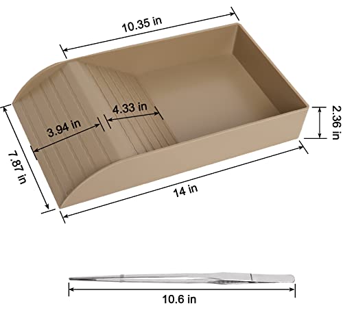 Reptile Feeding Dish with Ramp and Basking Platform Turtle Food Water Bowl Tortoise Ramp Bowl Amphibians Habitat Horned Frogs Lizards Fit for Bath, Included 1PC Forcep