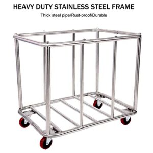 12 Bushels Laundry Cart Commercial/Home,Heavy Duty Large Stainless Steel Rolling Laundry Basket with Wheels，for Laundry Organizer and Storage,260LBS Load (12 Bushels - Black - 8 Tubes)