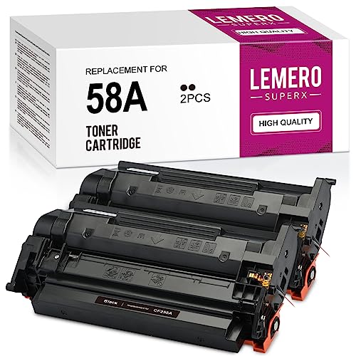 58A Toner Cartridge (with Chip) LemeroSuperx Compatible Replacement for HP 58A 58X CF258A Work for M428FDW M404DN M404N M404 M404DW M428FDN Printer (Black,2 Pack)