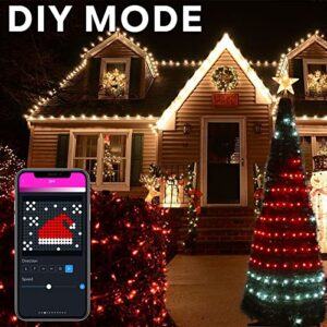 Outdoor Christmas Tree with Lights, 6FT DIY Collapsible Christmas Tree with App&Remote Control 314 LED Sync Music Timer Prelit Christmas Tree Light Show for Indoor Outdoor Xmas New Year Decoration