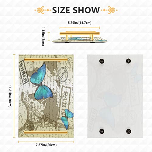 Beautiful Butterfly Bathroom Vanity Tray Counter Organizer Eiffel Tower Bathroom Counter Tray Jewelry Plate Holder Decorative Organizer with Handles Countertop Storage for Bathroom Table Kitchen