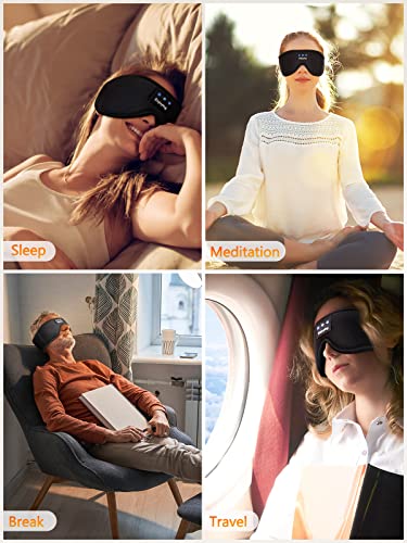 Sleep Headphones Bluetooth Headband, MOITA Sleep Eye Mask for Sleeping, Wireless Sleep Headphones, Cozy Band with Speakers Bluetooth Earphones, Gift for Side Sleeper, Travel, Meditation, Insomnia