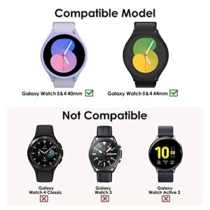 [6+6 Pack] Rontion for Galaxy Watch 5&4 40mm Screen Protector and Case, Anti-Fog Scratch Resistant Tempered Glass Film and Hard PC Protective Bumper Cover for Samsung Watch Accessories