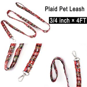 Christmas Dog Harness Dress with Leash Set Red Plaid Puppy Sweaters for Small Dogs Girl Winter Warm Pet Clothes Outfits Cute Bowknot Doggy Apparel Cat Holiday Xmas Party Costume (X-Small, Red)