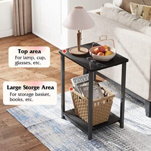 WLIVE End Tables Set of 2, 2-Tier Small Side Tables with Open Storage, Narrow Side Stands for Bedroom, Living Room, Couch, Study, Modern End Stands with Sturdy Metal Frame, Sturdy Easy Assembly,Black