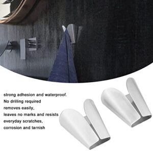 2pcs Kitchens Towel Hooks V Type Dish Towel Hanger Self Adhesive Hooks Stainless Steel Towel Holder Wall Mounted Hanging Hook for Bathroom Over The Door Hook, Brushed Finish