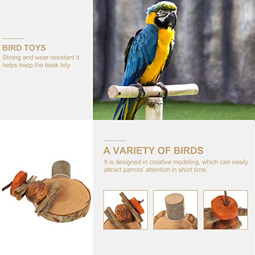 PATKAW Guinea Pig Natural Wooden Round Platform Bird Cage Branches Parrot Wooden Blocks Bird Nuts Toys for Budgie Conure Parrot Parakeet Cockatiel Lovebird Cage Accessories Rabbit Toys