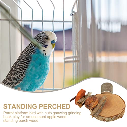 PATKAW Guinea Pig Natural Wooden Round Platform Bird Cage Branches Parrot Wooden Blocks Bird Nuts Toys for Budgie Conure Parrot Parakeet Cockatiel Lovebird Cage Accessories Rabbit Toys