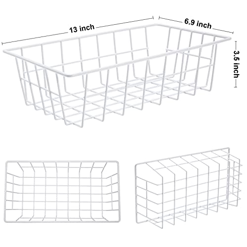 Orgneas Freezer Organizer Bins Metal Wire Storage Baskets for Upright Refrigerator Chest Freezer, Kitchen Pantry Storage and Organization for Fruit Vegetable Soda Cans Toys and Snacks, Set of 4