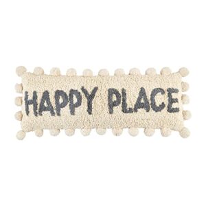 mud pie happy place long pillow, 35" x 11", cream