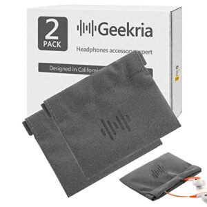 geekria 2-pack pocket headphones, coins, in-ear headphone organizer, pocket headphone case, coin purse coin clip, portable travel bag (microfiber)