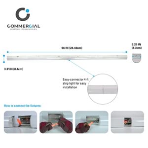 CLT 42W 8-Foot LED Linear Commercial Shop Light Strip Fixture, Damp Location, Dimmable, 5000K