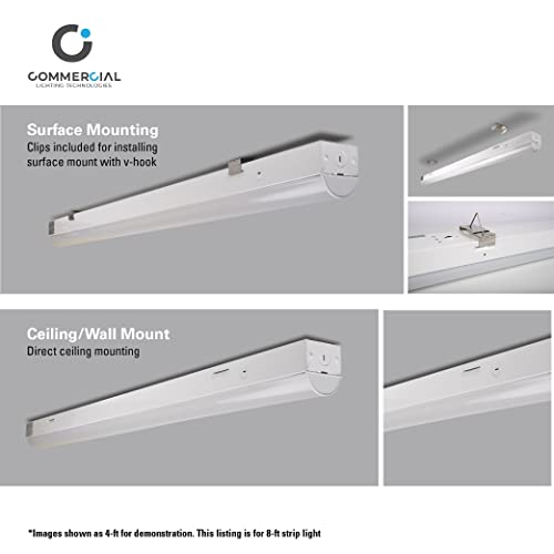 CLT 42W 8-Foot LED Linear Commercial Shop Light Strip Fixture, Damp Location, Dimmable, 5000K