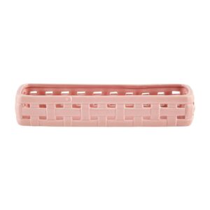 mud pie woven cracker dish, pink, 2" x 12"