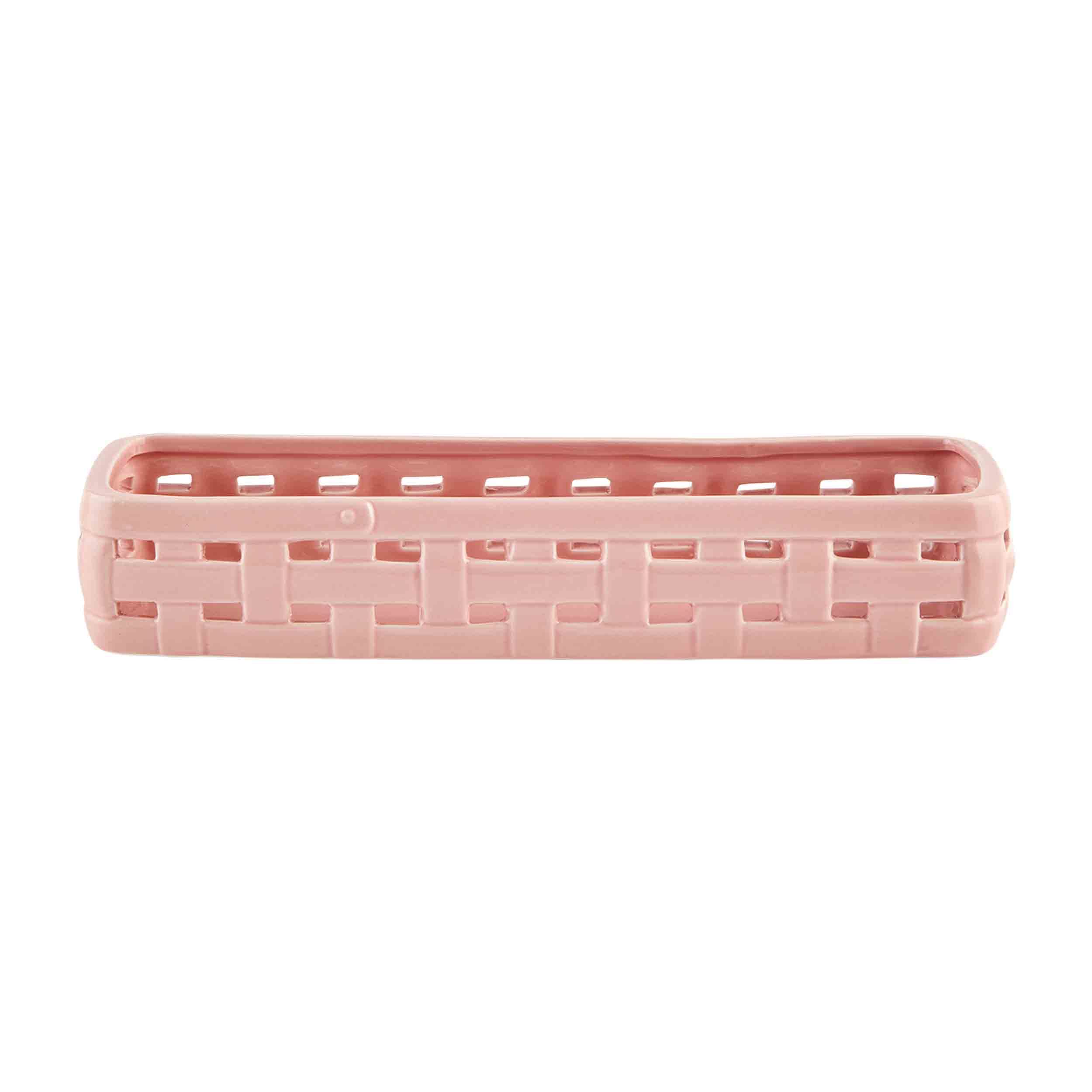 Mud Pie Woven Cracker Dish, Pink, 2" x 12"