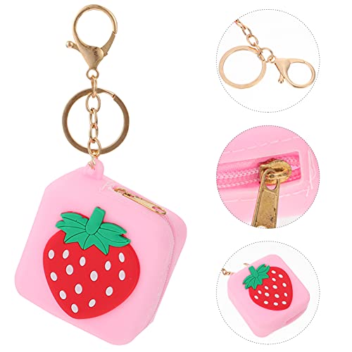 Bag Organizer for Purse 4pcs Key Earbuds Gift Bag Keyring Coin Earphone Purse Mini Girls Cartoon Wireless Women with Headphones Protector Headphone Strawberry Cover Covers for