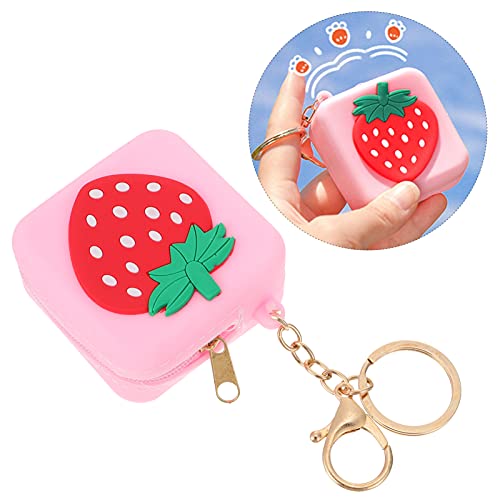 Bag Organizer for Purse 4pcs Key Earbuds Gift Bag Keyring Coin Earphone Purse Mini Girls Cartoon Wireless Women with Headphones Protector Headphone Strawberry Cover Covers for