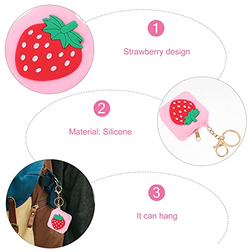 Bag Organizer for Purse 4pcs Key Earbuds Gift Bag Keyring Coin Earphone Purse Mini Girls Cartoon Wireless Women with Headphones Protector Headphone Strawberry Cover Covers for