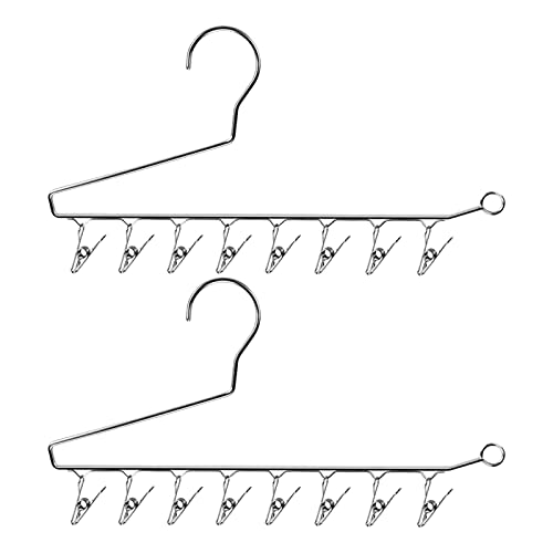 【2-Pack】 WAIKAS Pants Hangers with 8 Clips, 39cm, 304 Stainless Steel