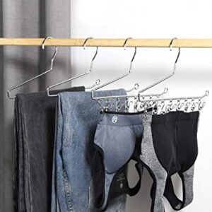 【2-Pack】 WAIKAS Pants Hangers with 8 Clips, 39cm, 304 Stainless Steel