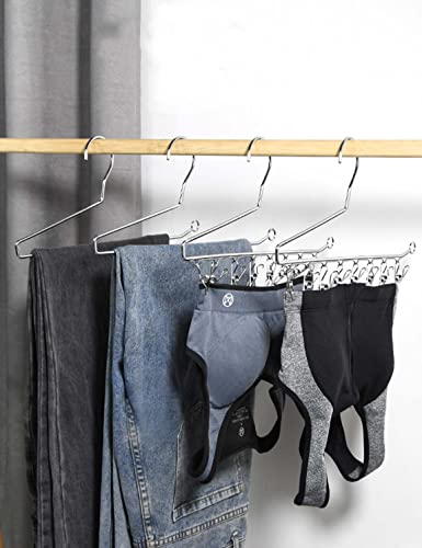 【2-Pack】 WAIKAS Pants Hangers with 8 Clips, 39cm, 304 Stainless Steel