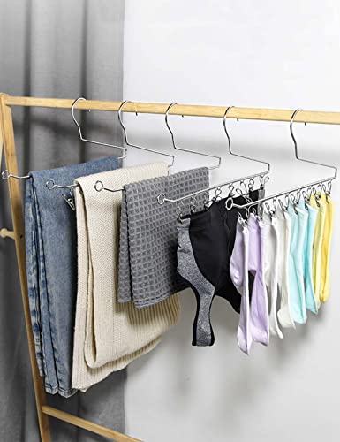 【2-Pack】 WAIKAS Pants Hangers with 8 Clips, 39cm, 304 Stainless Steel