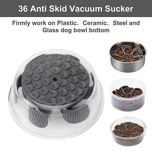 Anipaw Dog Slow Feeder Dog Bowls Silicone Spiral Dog Food Bowls Feeder Insert to Slow Down Eating for Large Medium Small Breed Dogs Perfect with Stainless Steel Glass Ceramic Dog Bowls (Grey)