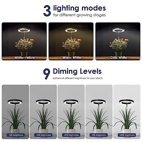 IMVSINCERE Plant Grow Light- LED Growing Light Full Spectrum for Indoor Plants- Adjustable Plants Growing Lamp with Auto On/Off Timer 3/9/12H and 10 Dimmable Brightness(Adapter Not Included)