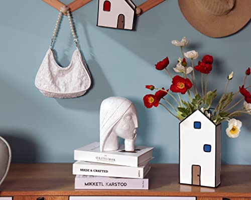 Saysmile Decorative Book Ends for Heavy Books, Unique Women Face Bookends for Shelves with Non-Slip Base Modern Resin Book Holders for Home Office Decor, Great Gifts for Book Lovers(Black&White)