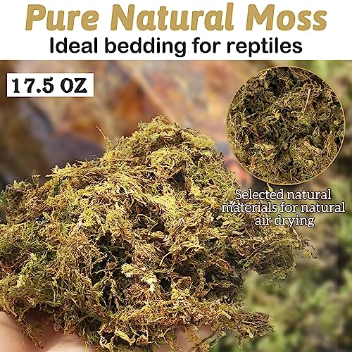 kathson Sphagnum Moss for Reptiles, 17.5 Oz Natural Dried Moss, Reptiles Peat Moss, Natural Sphagnum Moss, Frog Moss for Leopard, Long Fibered Dried Moss for Tortoise/Bearded Dragon/Snake/Lizard