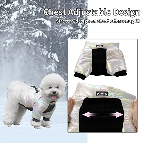 AIITLE Padded Vest Dog Coat - Warm Zip Up Dog Vest Fleece Jacket - Winter Water Wind Resistant Small Dog Sweater - Dog Clothes for Small Dogs for Everyday Use White S