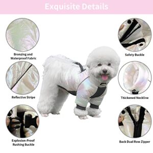 AIITLE Padded Vest Dog Coat - Warm Zip Up Dog Vest Fleece Jacket - Winter Water Wind Resistant Small Dog Sweater - Dog Clothes for Small Dogs for Everyday Use White S