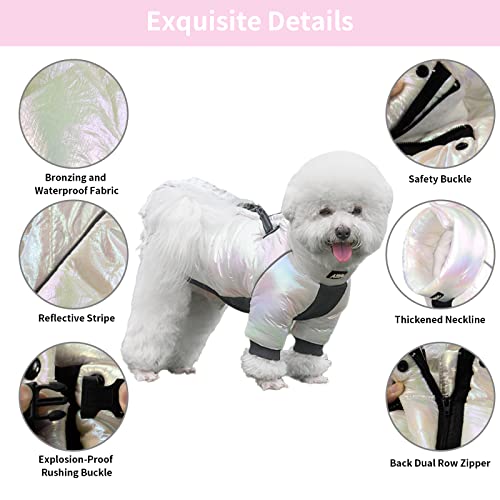 AIITLE Padded Vest Dog Coat - Warm Zip Up Dog Vest Fleece Jacket - Winter Water Wind Resistant Small Dog Sweater - Dog Clothes for Small Dogs for Everyday Use White S