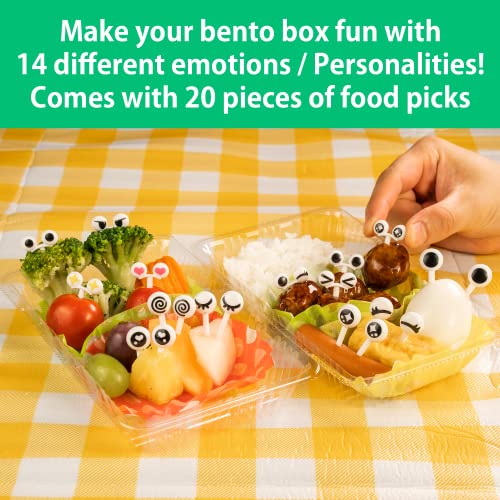 Cute Eye Picks for Lunches - 20 Pieces of Eyes in Various Expressions, Eye Food picks for Kids to add to your Cute Bento Box Accessories