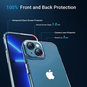 GLIMALL [5 in 1 Designed for iPhone 13 Clear Case with Screen Protector[2 Pack] +Camera Lens Protector[2 Pack], Military Grade Drop Protection Transparent Cover 6.1 Inch