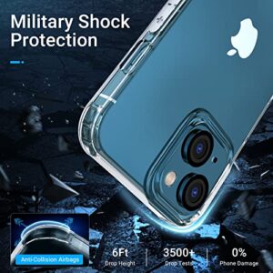 GLIMALL [5 in 1 Designed for iPhone 13 Clear Case with Screen Protector[2 Pack] +Camera Lens Protector[2 Pack], Military Grade Drop Protection Transparent Cover 6.1 Inch