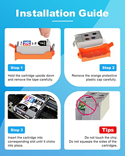 PGI-35 CLI-36 Ink Cartridge Replacement for Canon 35 36 Use for Pixma iP110 iP100 TR150 mini260 mini320 Printer (15-Pack, 10X PGI-35 Black, 5X CLI-36 Color)