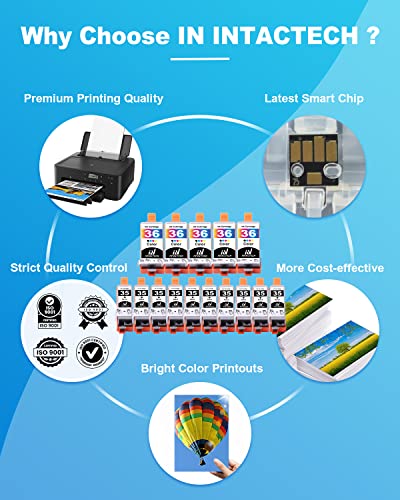 PGI-35 CLI-36 Ink Cartridge Replacement for Canon 35 36 Use for Pixma iP110 iP100 TR150 mini260 mini320 Printer (15-Pack, 10X PGI-35 Black, 5X CLI-36 Color)