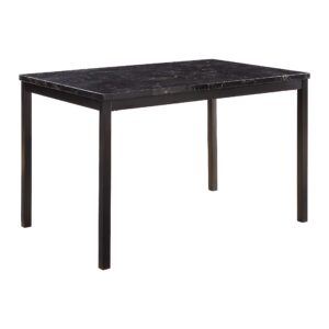 Lexicon Archglen Metal Dining Table with Faux Marble Top, Black