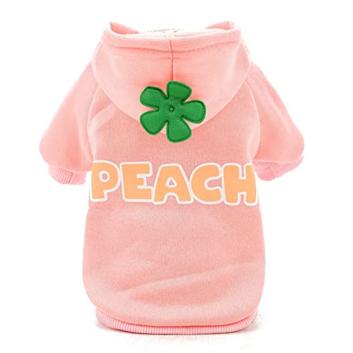 SMALLLEE_LUCKY_STORE Cute Fruits Puppy Fleece Pullover Hoodie Sweatshirt Sweater for Small Medium Dogs Cat Boy Girl Yorkie Chihuahua Kitten Warm Fall Winter Clothes,Pink,L