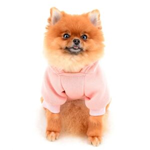 SMALLLEE_LUCKY_STORE Cute Fruits Puppy Fleece Pullover Hoodie Sweatshirt Sweater for Small Medium Dogs Cat Boy Girl Yorkie Chihuahua Kitten Warm Fall Winter Clothes,Pink,L