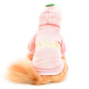 SMALLLEE_LUCKY_STORE Cute Fruits Puppy Fleece Pullover Hoodie Sweatshirt Sweater for Small Medium Dogs Cat Boy Girl Yorkie Chihuahua Kitten Warm Fall Winter Clothes,Pink,L