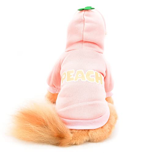 SMALLLEE_LUCKY_STORE Cute Fruits Puppy Fleece Pullover Hoodie Sweatshirt Sweater for Small Medium Dogs Cat Boy Girl Yorkie Chihuahua Kitten Warm Fall Winter Clothes,Pink,L