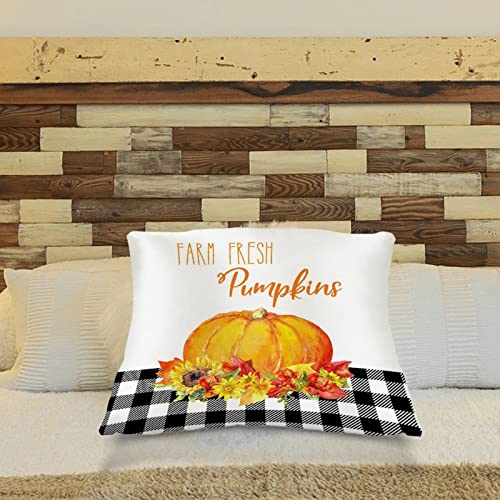 Fall Decor Pumpkins Decorative Pillow Autumn Decorations for Couch Sofa Bedroom Car Living Room Standard Size Satin Rustic Pillow Shams Zippered 18x18