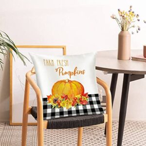 Fall Decor Pumpkins Decorative Pillow Autumn Decorations for Couch Sofa Bedroom Car Living Room Standard Size Satin Rustic Pillow Shams Zippered 18x18