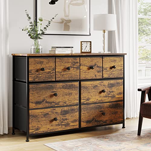 REAHOME Dresser for Bedroom with 8+12 Drawers Fabric Dresser Chest of Drawers with Wooden Top Sturdy Steel Frame Closet Storage Dresser for Living Room Hallway Closets Nursery (Rustic Brown)