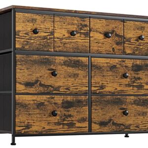 REAHOME Dresser for Bedroom with 8+12 Drawers Fabric Dresser Chest of Drawers with Wooden Top Sturdy Steel Frame Closet Storage Dresser for Living Room Hallway Closets Nursery (Rustic Brown)