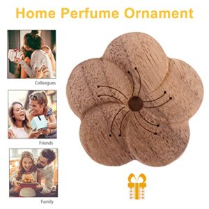 Healeved 1pc Aroma Room Wooden Zen Air Grain Aromatherapy Flower Oil Decoration Decors Ornament Portable for Diffuser Freshener Wood Wardrobe Office Essential Decor Home Car Shape Coffee